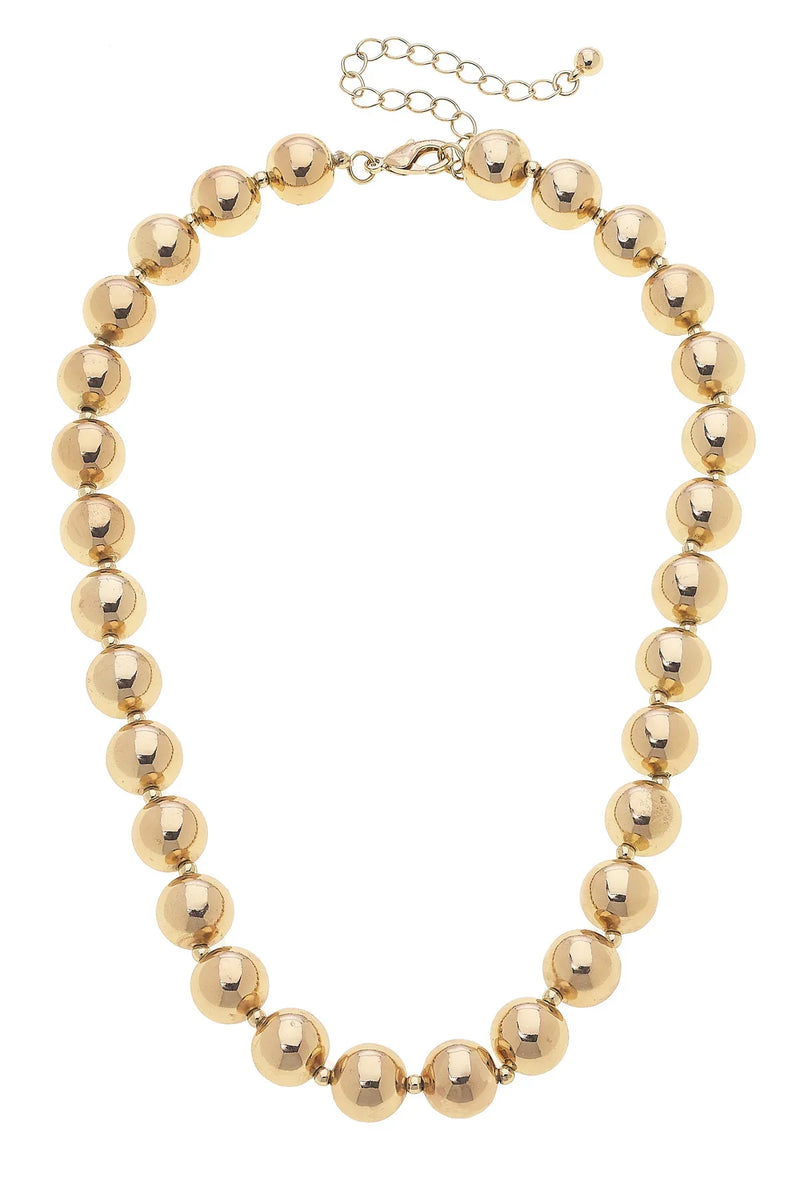 Phoebe Ball Bead Necklace in Shiny Gold – Canvas Style