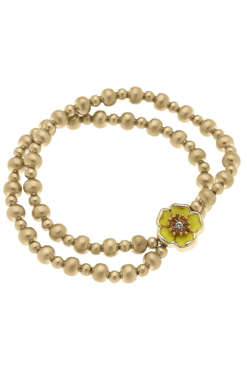 Buttercup Blossom 2-Row Ball Bead Stretch Bracelet – Canvas Style