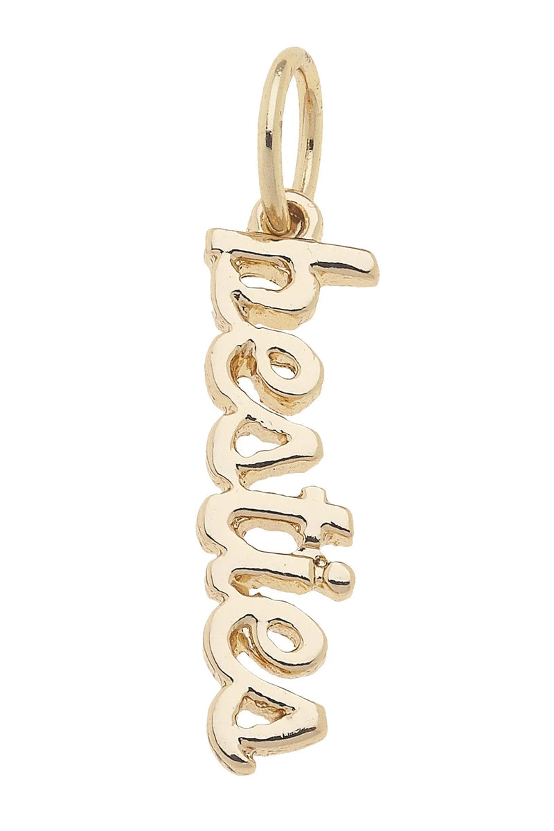 Besties Cursive Script Charm in Shiny Gold – Canvas Style