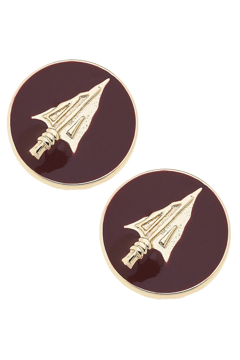 Florida State Seminoles Logo Circle Stud Earrings in Garnet/Shiny Gold ...