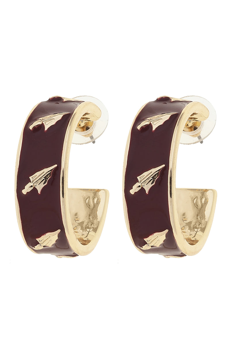 Florida State Seminoles Enamel Logo Hoop Earrings in Garnet/Shiny Gold ...