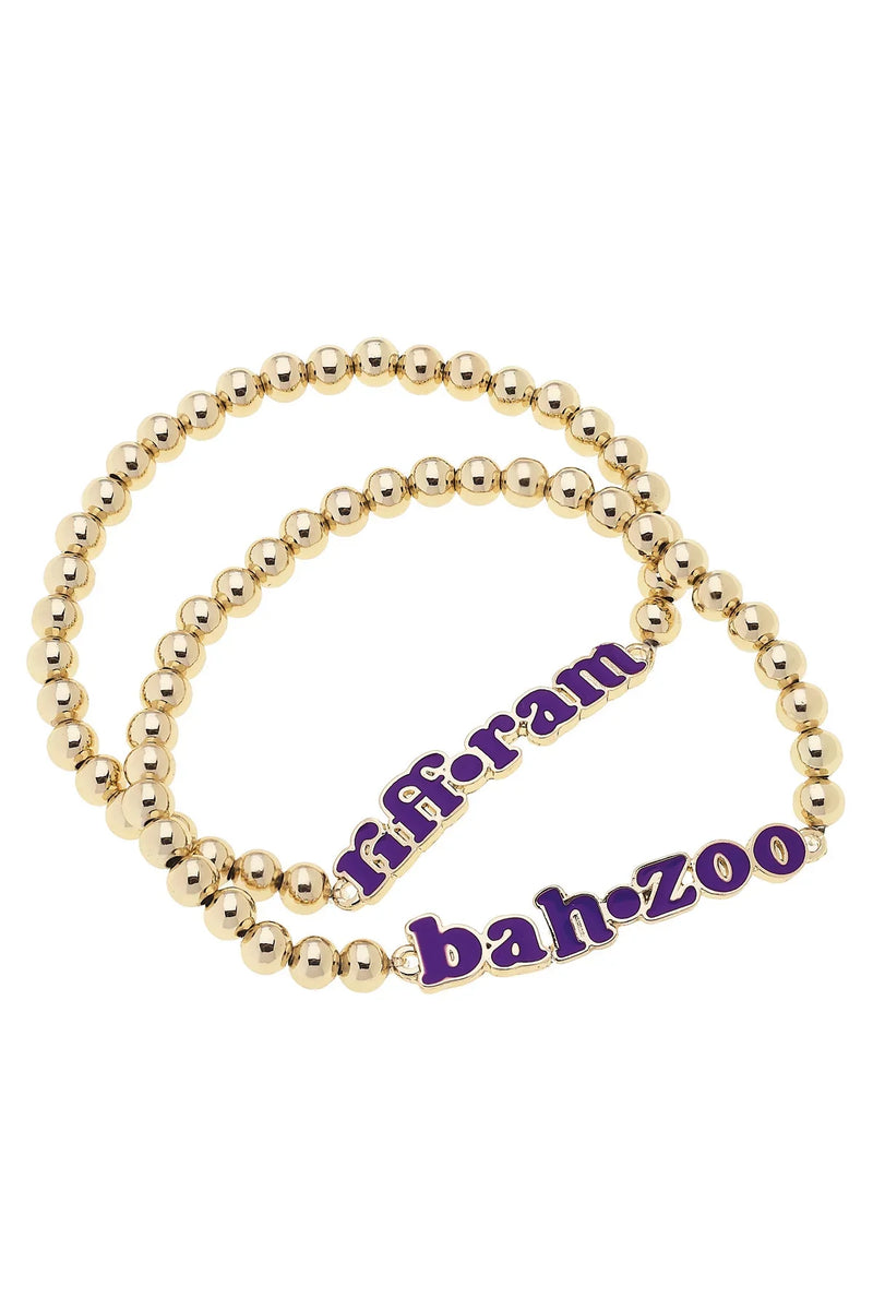 TCU Horned Frogs Slogan Ball Bead Bracelet Set of 2 in Purple/Shiny ...