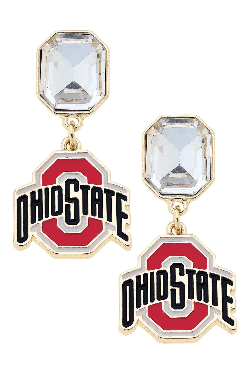 Ohio State Buckeyes Rhinestone Enamel Logo Earrings in Shiny Gold ...