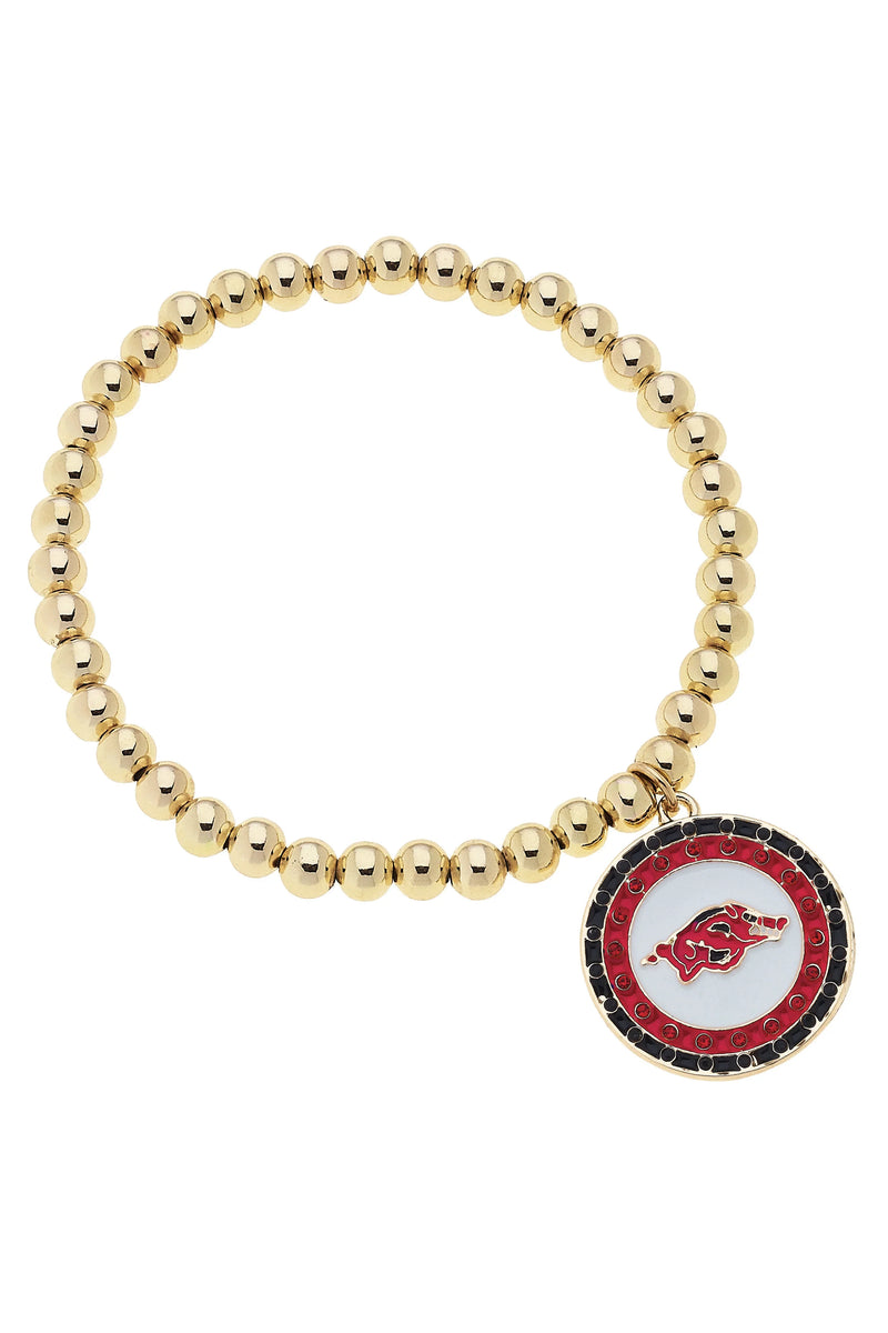 Arkansas Razorbacks Pave Disc Ball Bead Stretch Bracelet – Canvas Style