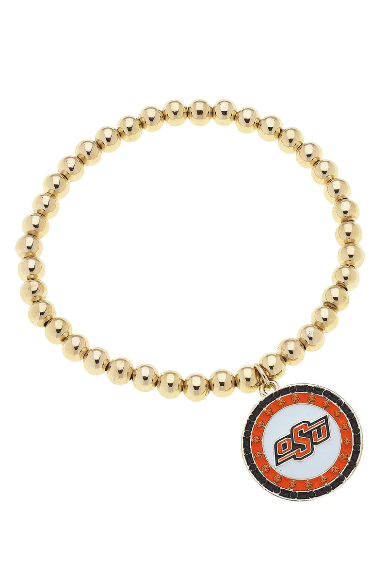 Oklahoma State Cowboys Pave Disc Ball Bead Stretch Bracelet in Shiny ...