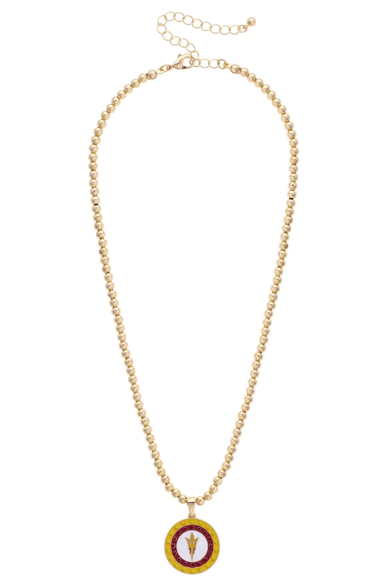 PREORDER 8/8: Arizona State Sun Devils Pave Disc Necklace in Shiny Gold ...