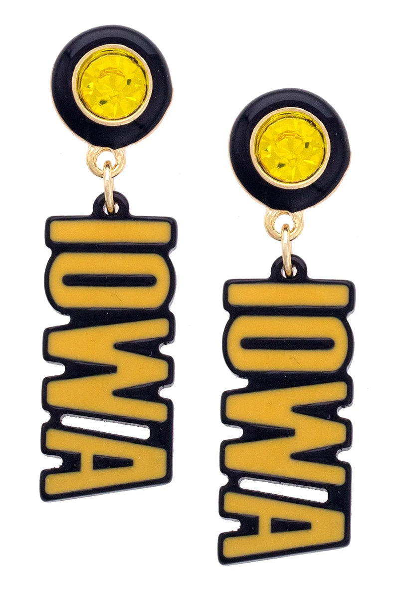 PREORDER 12/10: Iowa Hawkeyes Resin Block Letter Earrings in Yellow ...