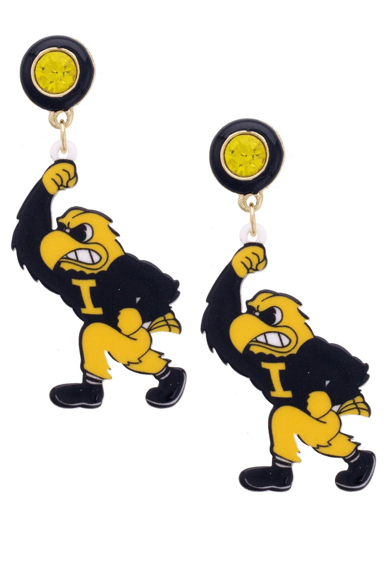 Iowa Hawkeyes Resin Mascot Earrings in Yellow – Canvas Style