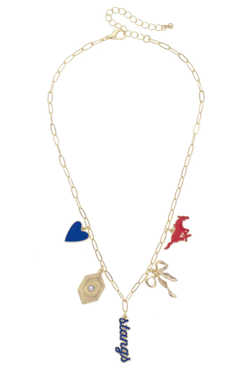 SMU Mustangs Paper Clip Charm Collector Necklace in Shiny Gold – Canvas ...