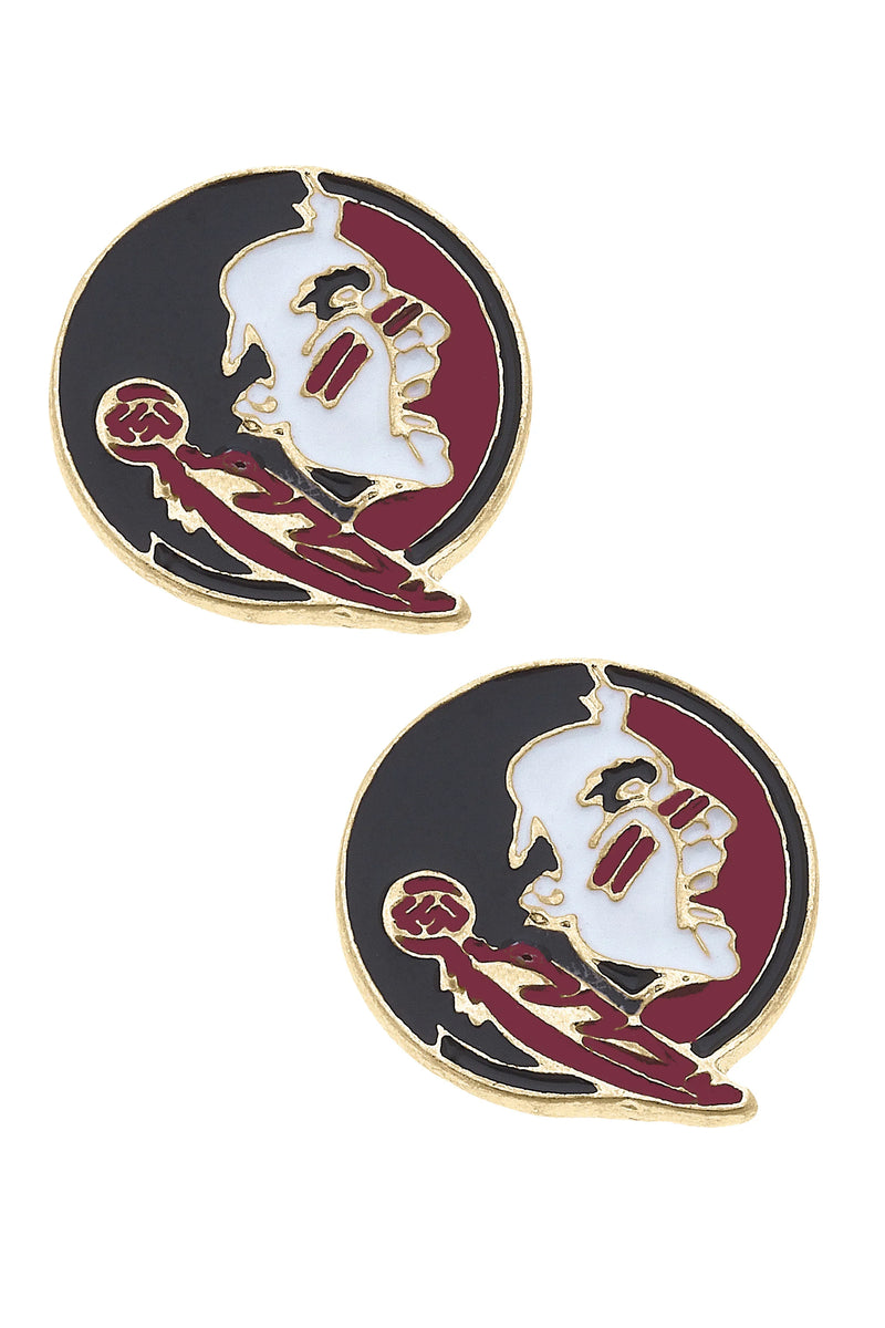 Florida State Seminoles Enamel Logo Stud Earrings in Shiny Gold ...