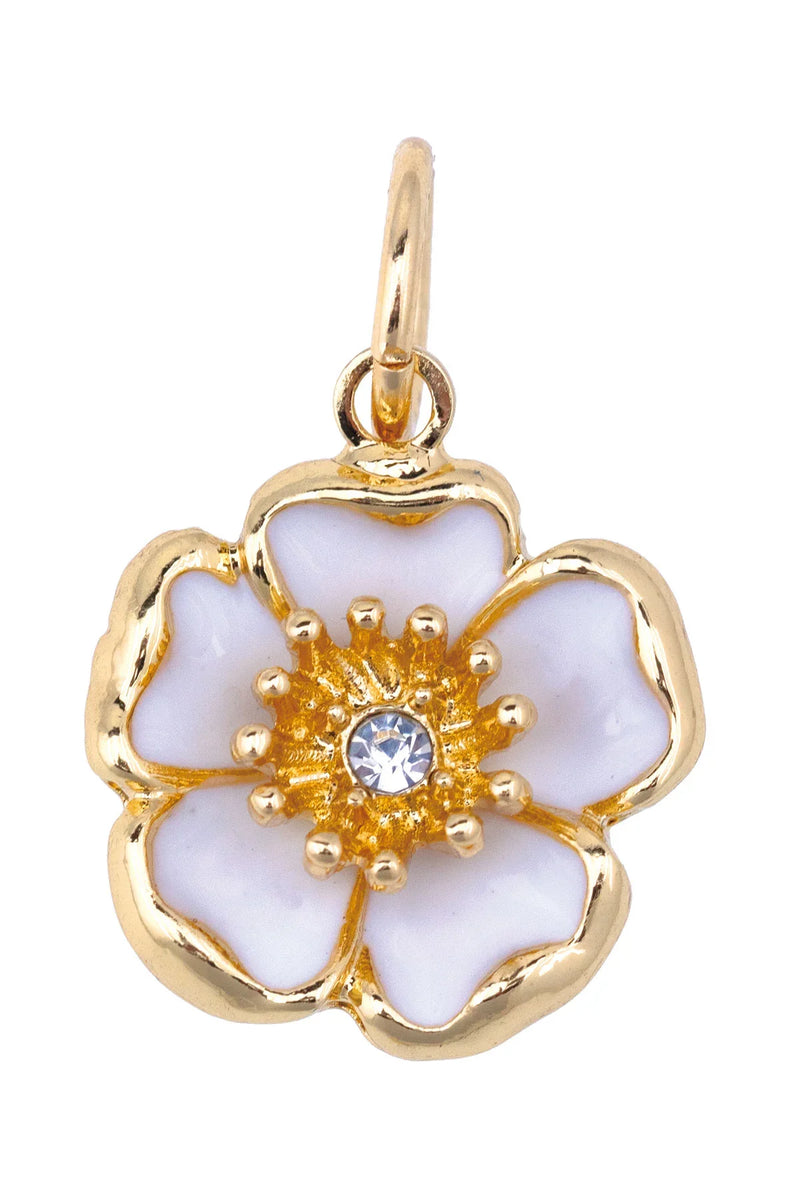 PREORDER 9/1: Buttercup Blossom Enamel Charm in White – Canvas Style