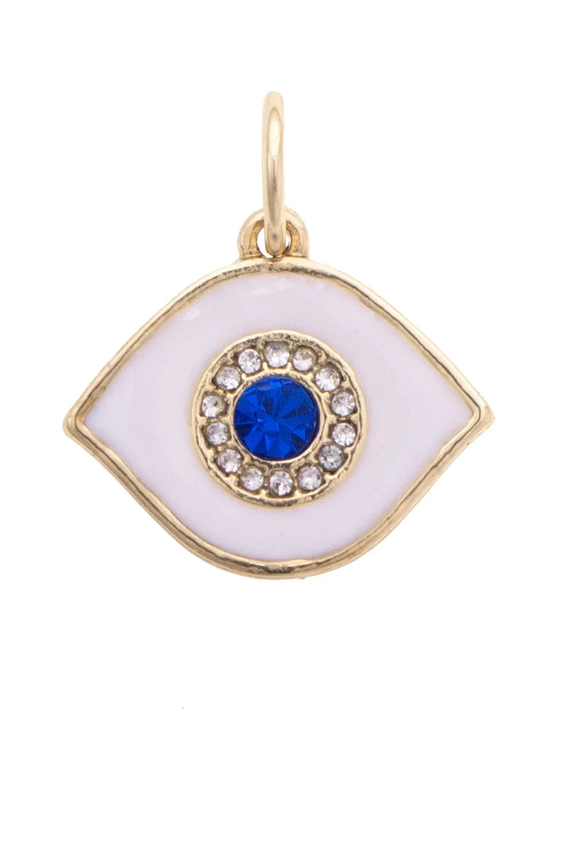 Rhinestone Evil Eye Charm in White – Canvas Style