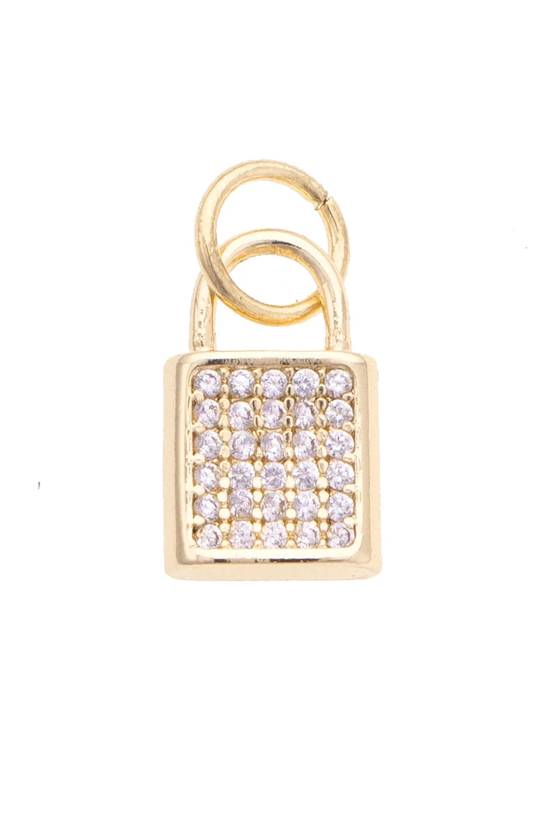 Pave Lock Charm in Shiny Gold – Canvas Style