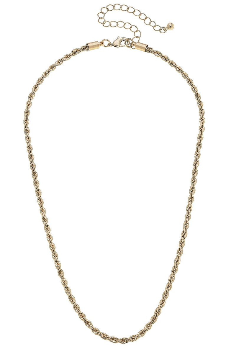 Brooklyn Twisted Rope Chain Charm Necklace Base in Shiny Gold – Canvas ...