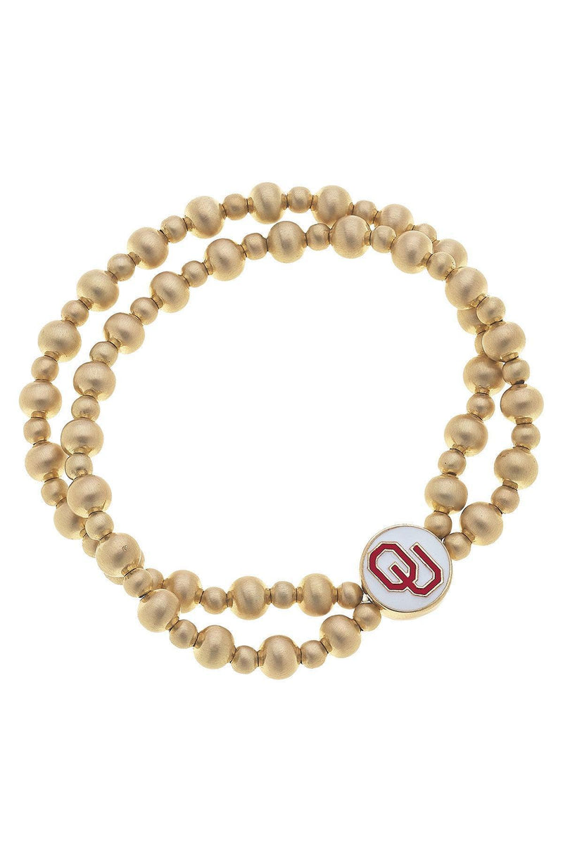 Oklahoma Sooners 2-Row Ball Bead Stretch Bracelet – Canvas Style