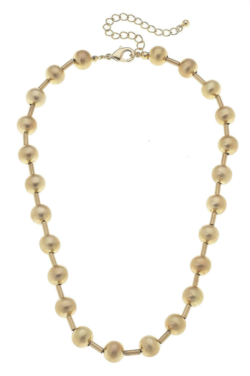Sandra Ball Bead Necklace in Satin Gold – Canvas Style